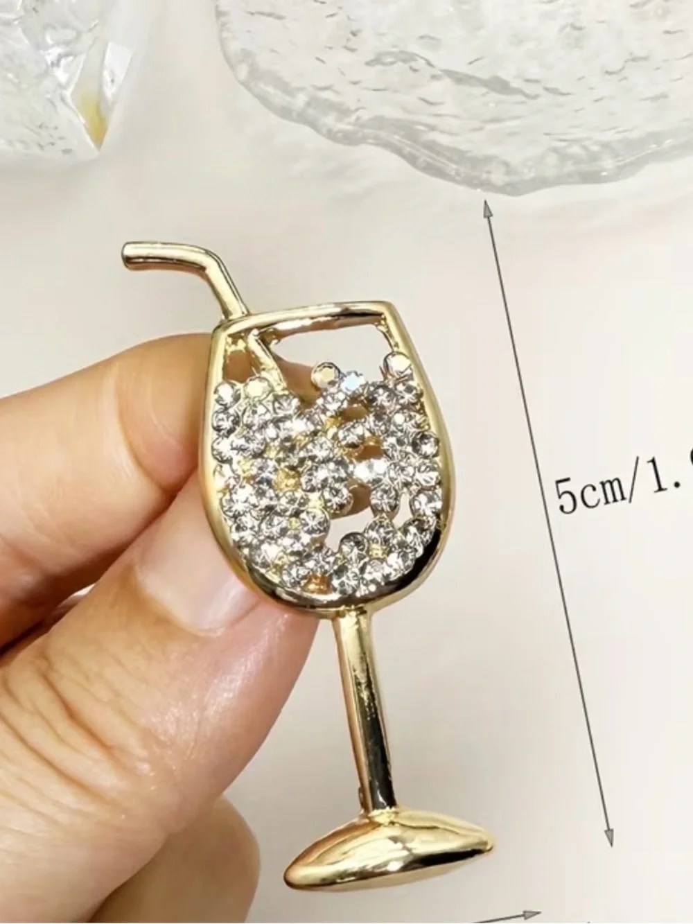 Jewelry | Crystal Wine Glass Brooch Gold Tone | Poshmark
